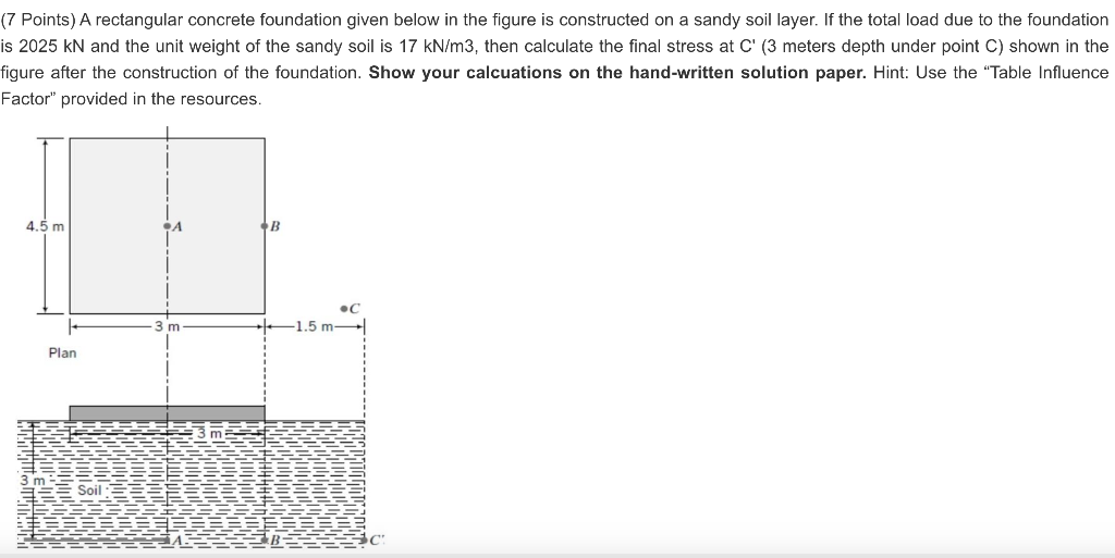 Solved (7 Points) A rectangular concrete foundation given | Chegg.com