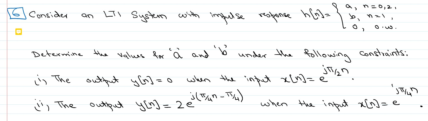 Solved D a , n=0,2, 6 Consider an LT1 System with impulse | Chegg.com