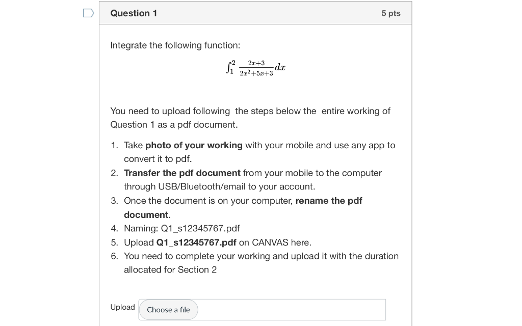 Solved Question 1 5 pts Integrate the following function: si | Chegg.com