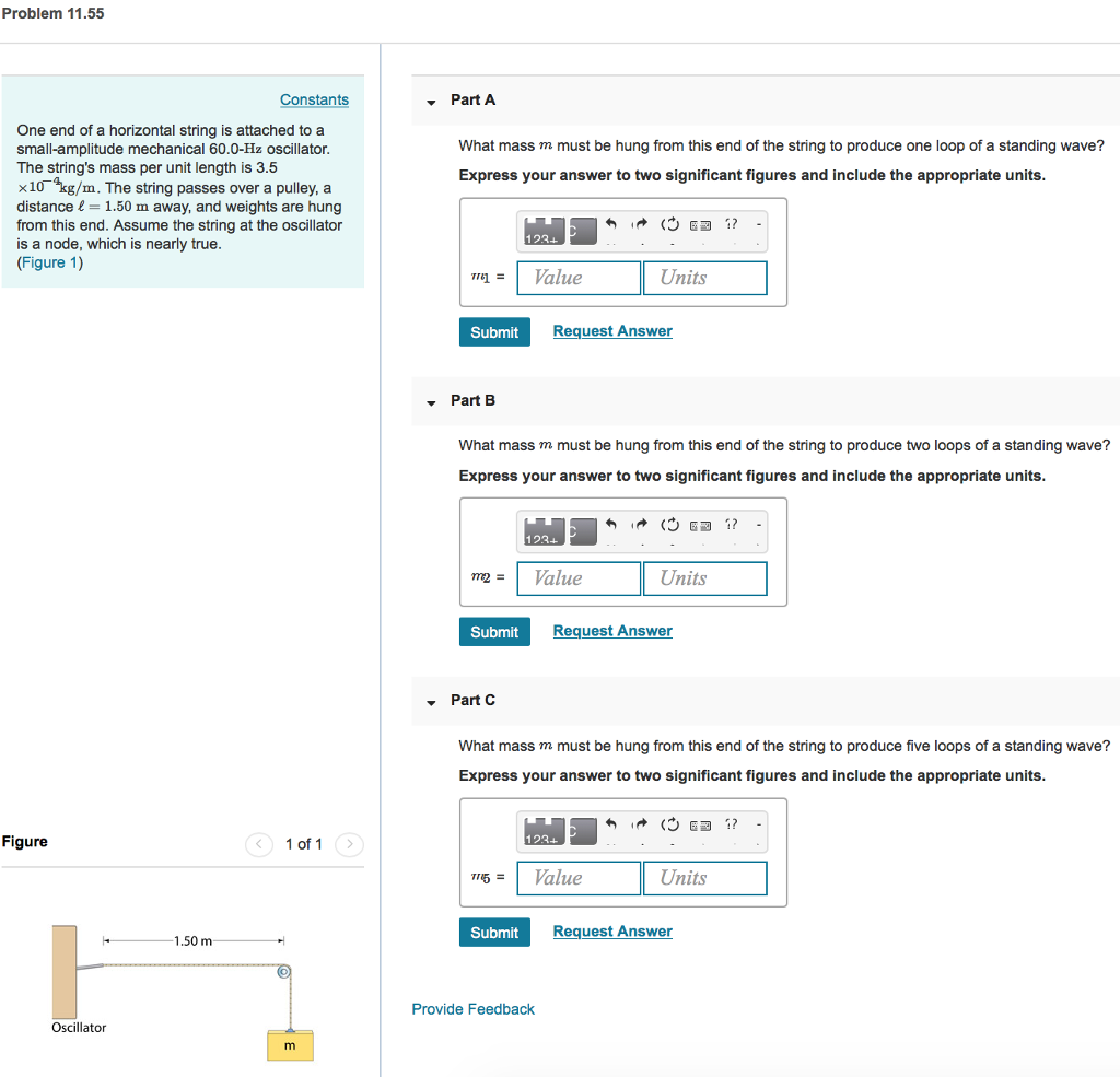 Solved Problem 11.55 Constants Part A One end of a | Chegg.com