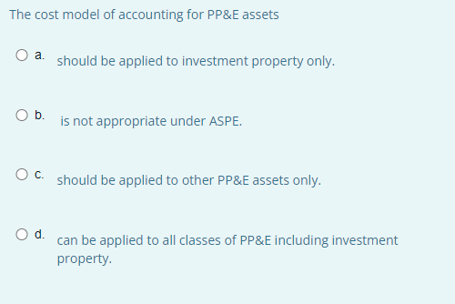 Solved The cost model of accounting for PP\&E assets a. | Chegg.com
