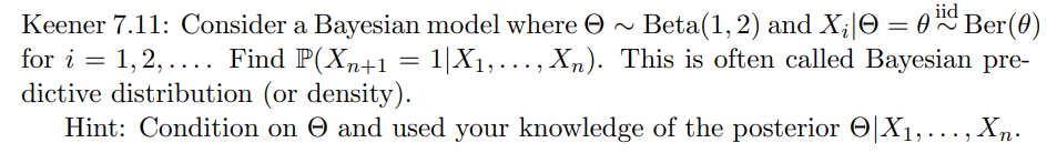 Solved Keener 7.11: Consider a Bayesian model where | Chegg.com