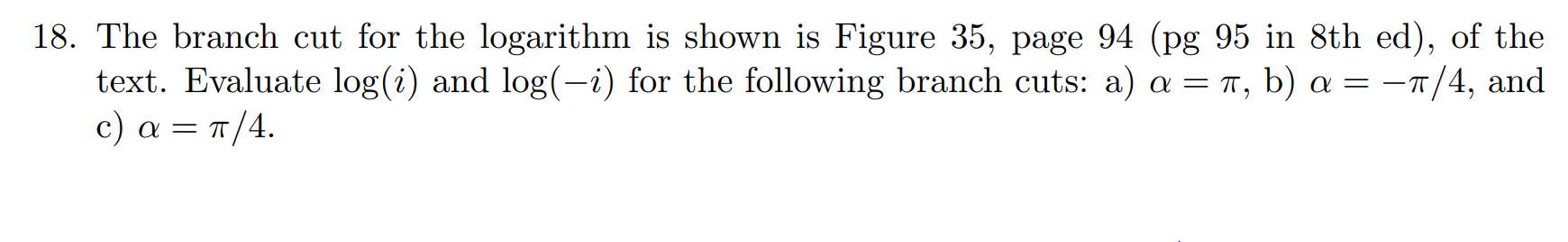 Solved y α х FIGURE 35 18. The branch cut for the | Chegg.com