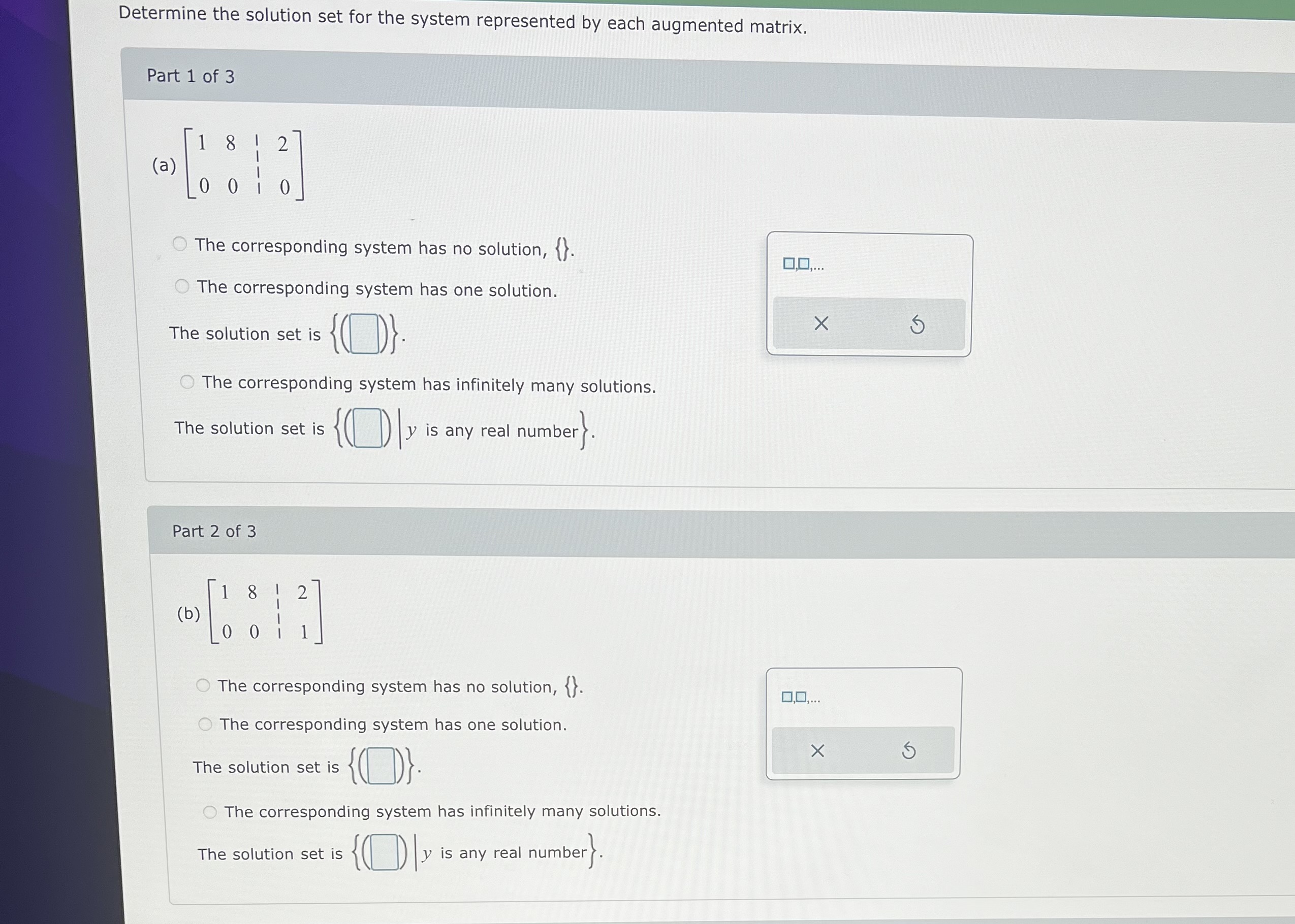 Solved Determine The Solution Set For The System Represented