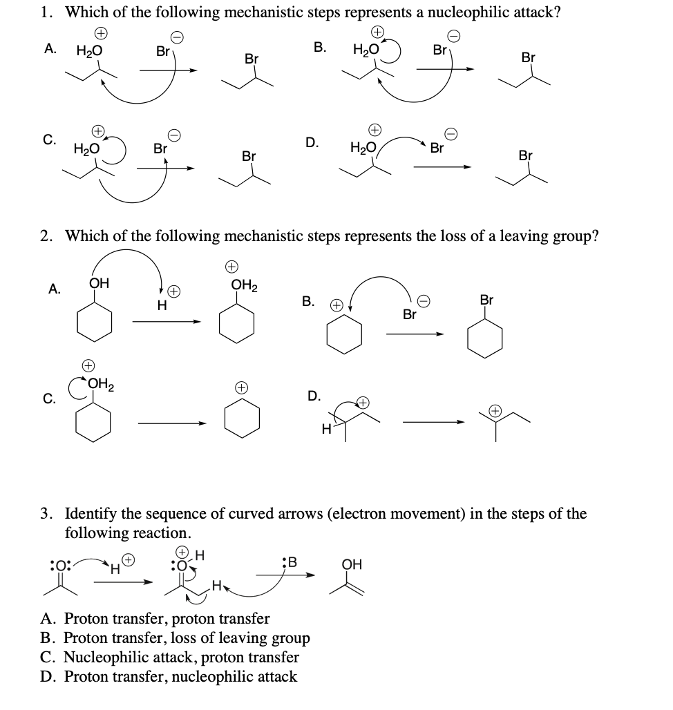 Solved 1. Which of the following mechanistic steps | Chegg.com