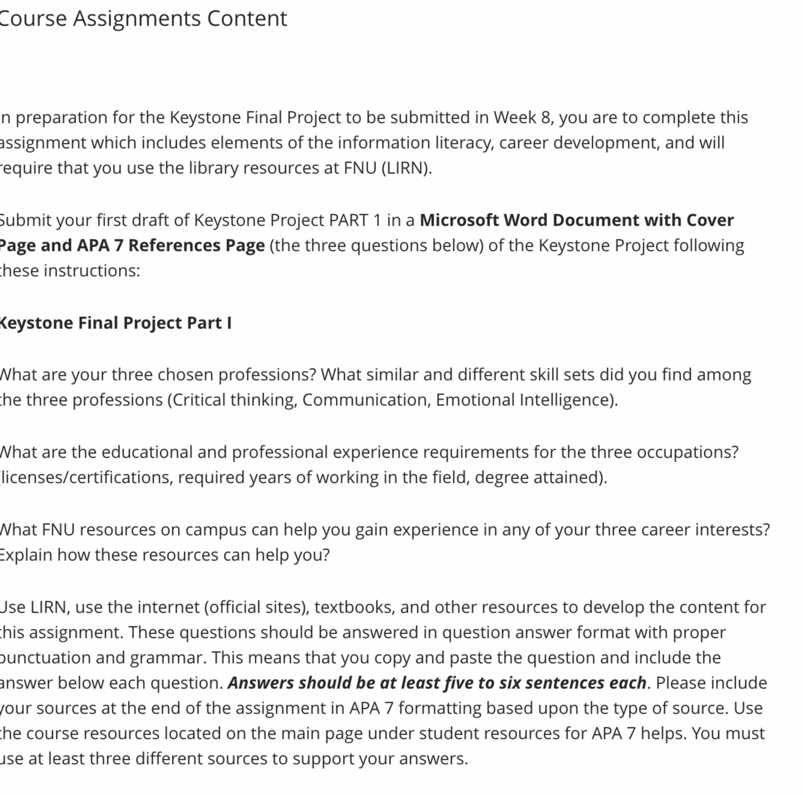 Solved Course Assignments Contentn preparation for the | Chegg.com