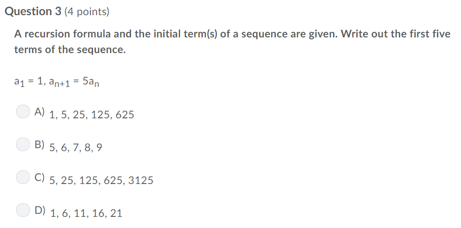 Solved Question 3 (4 points) A recursion formula and the | Chegg.com