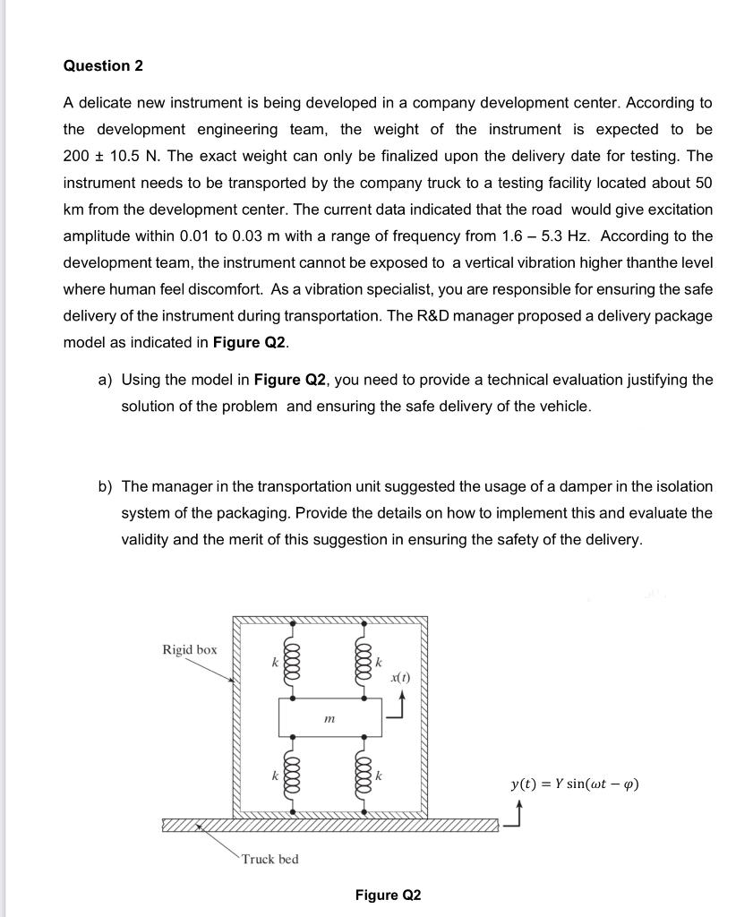 Solved Question 2 A delicate new instrument is being | Chegg.com