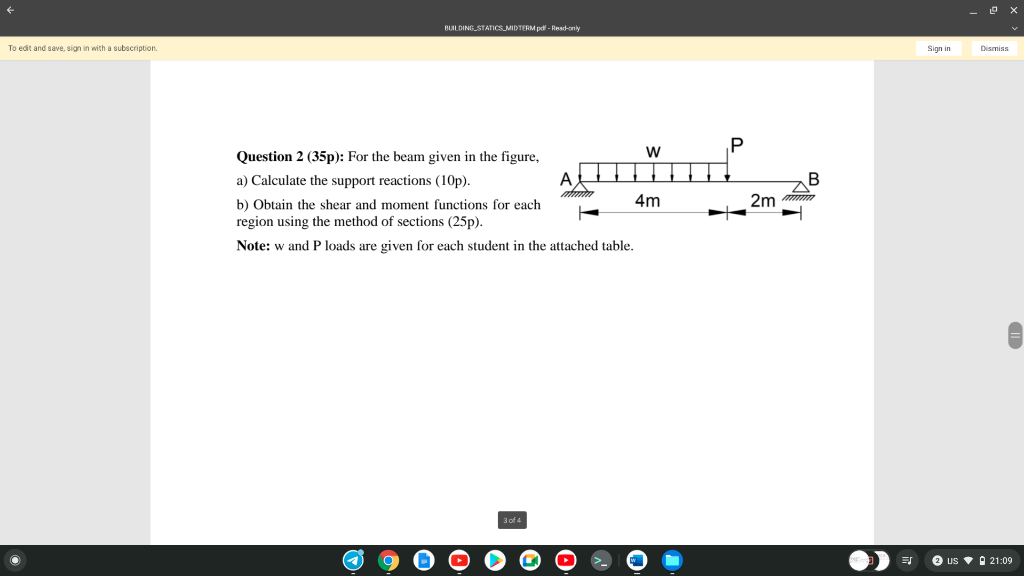 Solved BUILDING STATICS MIDTERM pdf-Read-only To edit and | Chegg.com