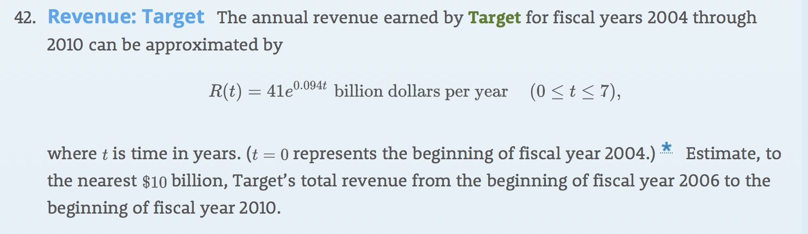 Solved 42. Revenue: Target The annual revenue earned by | Chegg.com