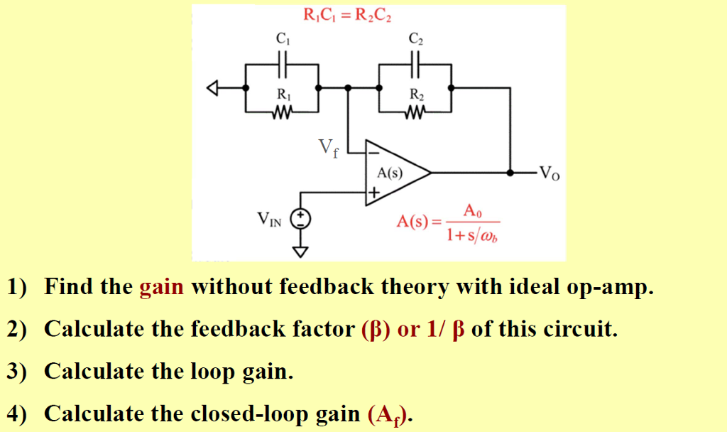 Solved RIC -R2C2 CI C2 RI R2 A(s) Vo A(s)- Ao 1+s/W IN 1) | Chegg.com