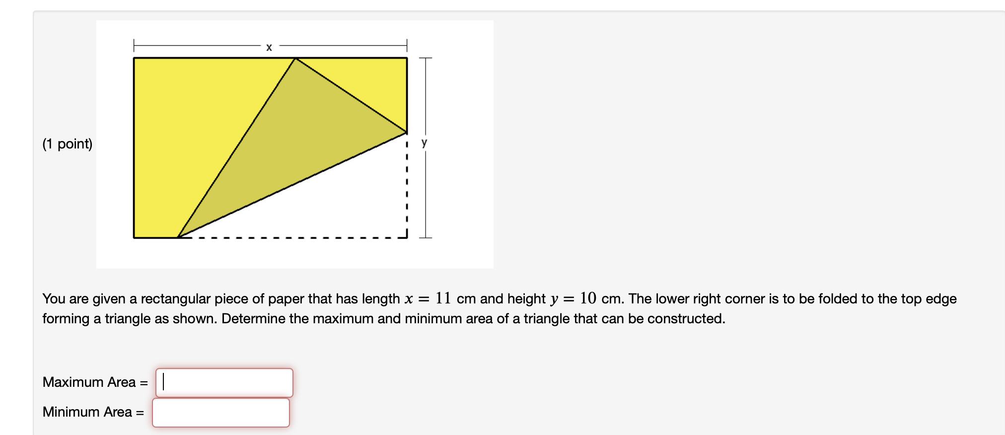 Solved (1 point) - - You are given a rectangular piece of | Chegg.com