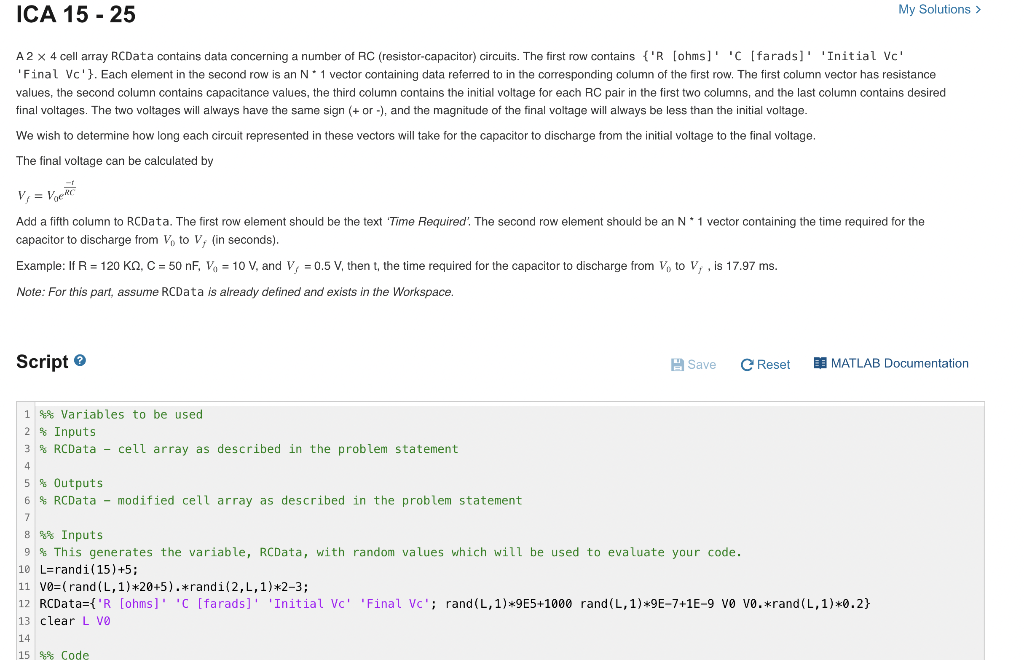 Solved A 2×4 cell array RCData contains data concerning a | Chegg.com