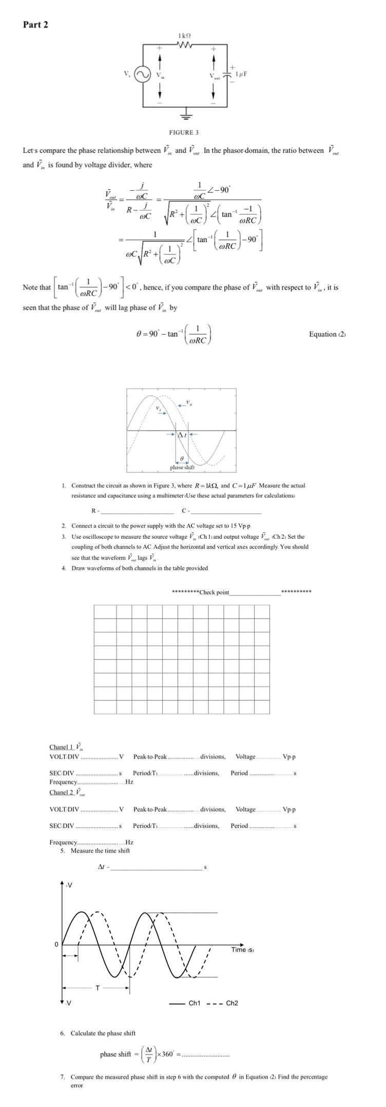 Chanel 1 V VOLT DIV V Peak-to-Peak divisions, Voltage | Chegg.com