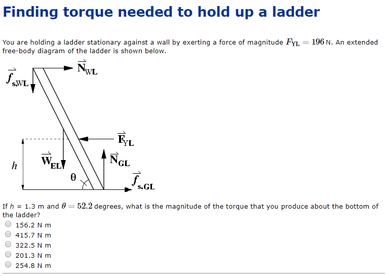 Solved Finding torque needed to hold up a ladder You are | Chegg.com