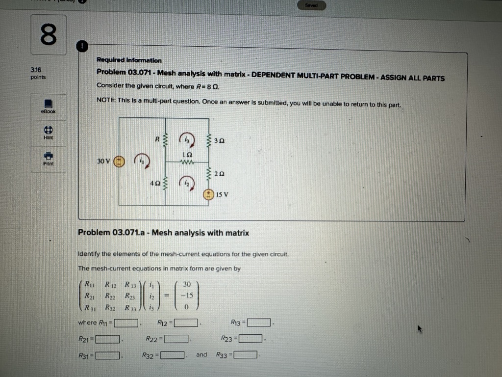 Solved Required information Problem 03.071 - Mesh analysis | Chegg.com