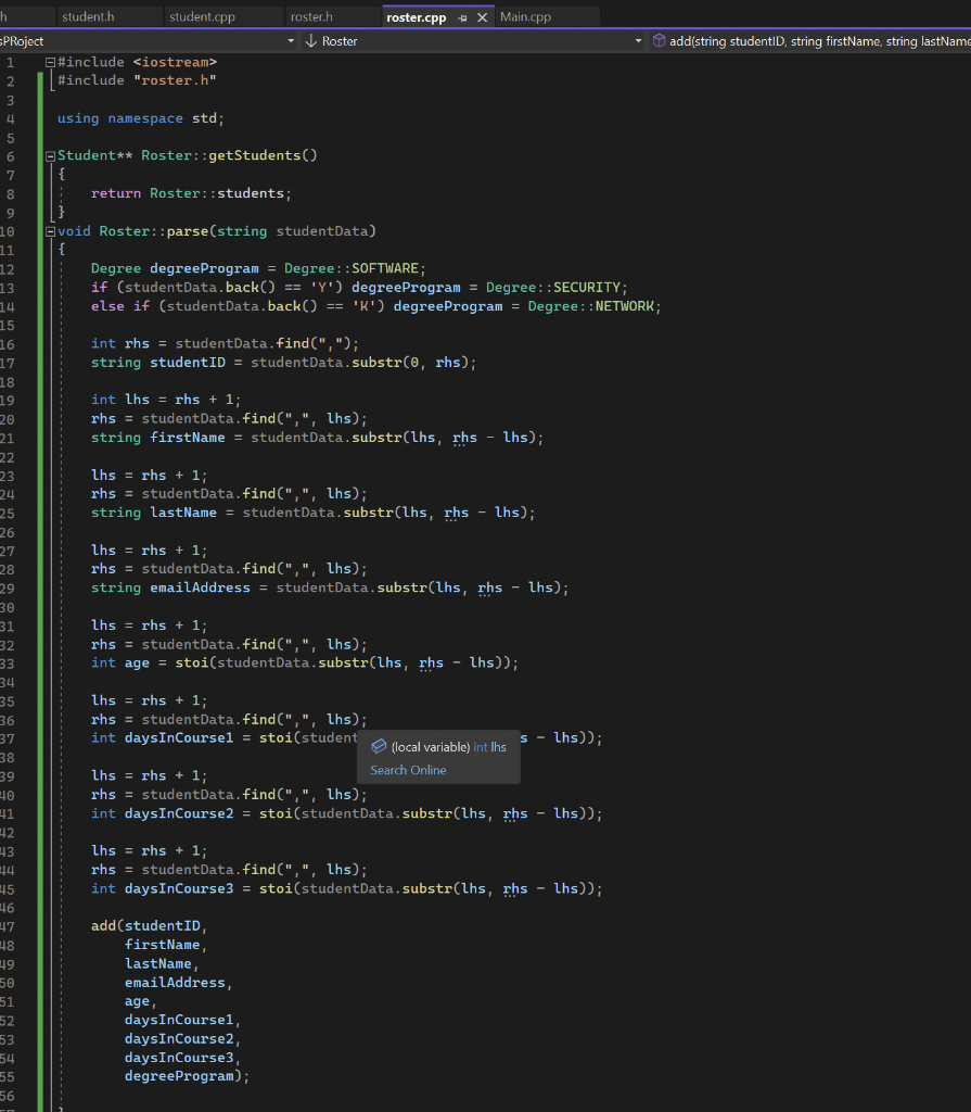 Solved I'm working on a C++ project and my code is compiling | Chegg.com