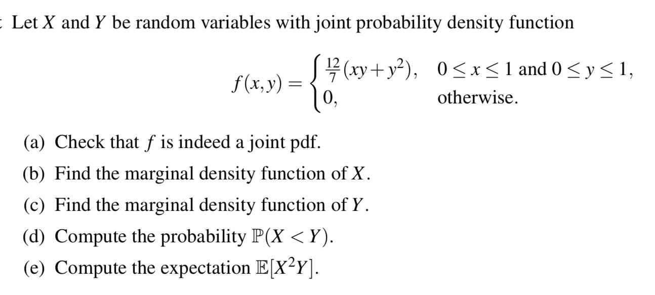 Solved Let X and Y be random variables with joint | Chegg.com