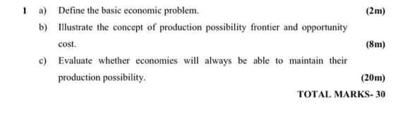 Solved 1a) Define the basic economic problem. (2 m) b) | Chegg.com