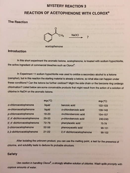 Solved MYSTERY REACTION 3 REACTION OF ACETOPHENONE WITH | Chegg.com