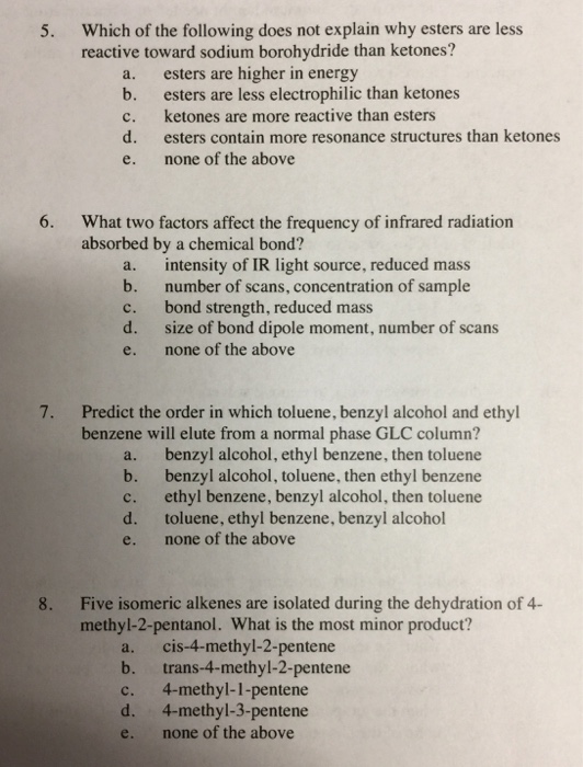 Solved Which of the following does not explain why esters | Chegg.com