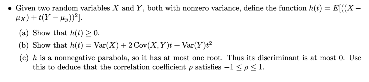 Solved - Given two random variables X and Y, both with | Chegg.com