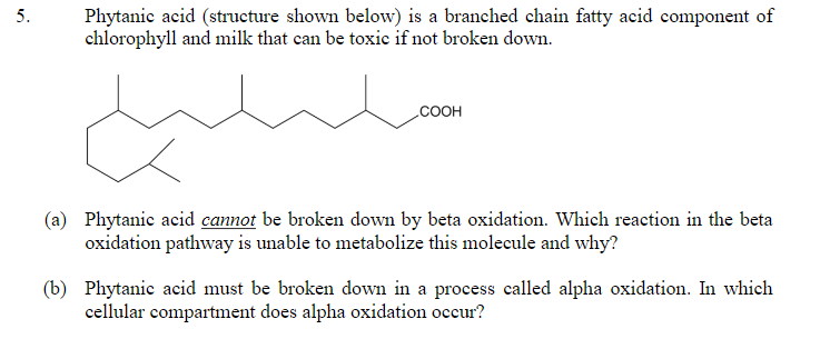 Solved 5. Phytanic acid (structure shown below) is a | Chegg.com