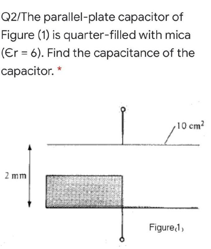 Solved Q2/The parallel-plate capacitor of Figure (1) is | Chegg.com