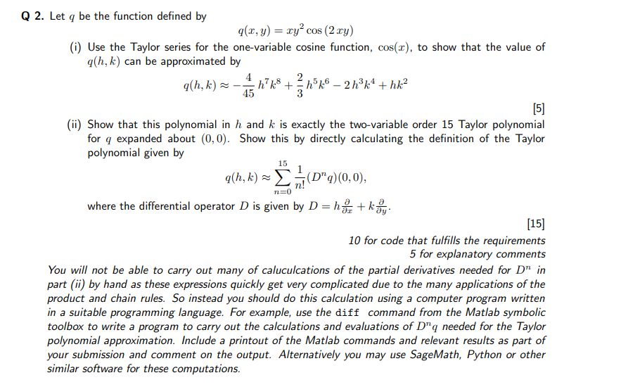 Solved Q 2. ﻿Let q ﻿be the function defined | Chegg.com