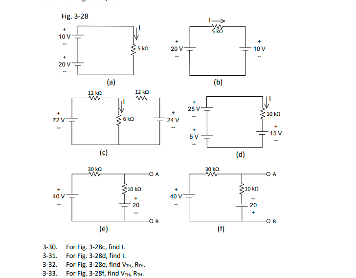 Solved (a) (D) (c) (u) 3-30. For Fig. 3-28c, find 1. 3-31. | Chegg.com