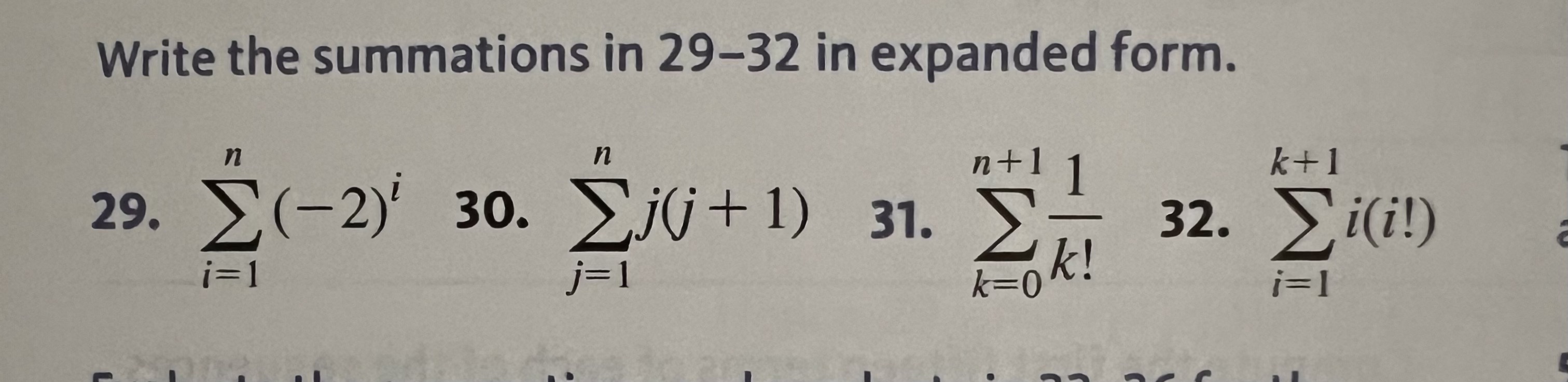 Solved Write the summations in 29-32 in expanded form. 29. | Chegg.com