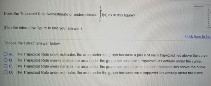 Solved Does the Trapezoid Rule overestimate or underestimate | Chegg.com