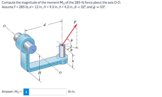 Solved Compute the magnitude of the moment Mo of the 285-1b | Chegg.com