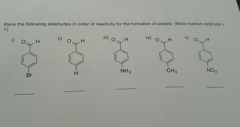 Solved Rank the following aldehydes in order of reactivity | Chegg.com