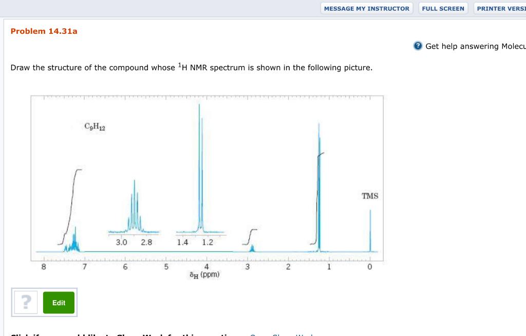 Solved Draw the structure of the compound whose 1H NMR | Chegg.com