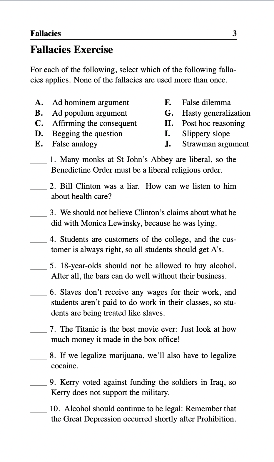2 Fallacies Fallacies Ex. God must exist, because the | Chegg.com
