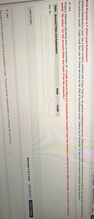 Solved Brief Exercise 4-7 (Part Level Submission) Zieborg | Chegg.com