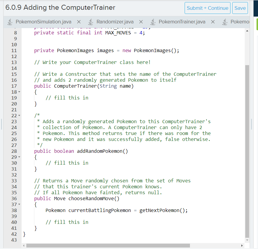 6.0.9 Adding the ComputerTrainer 8 private static | Chegg.com