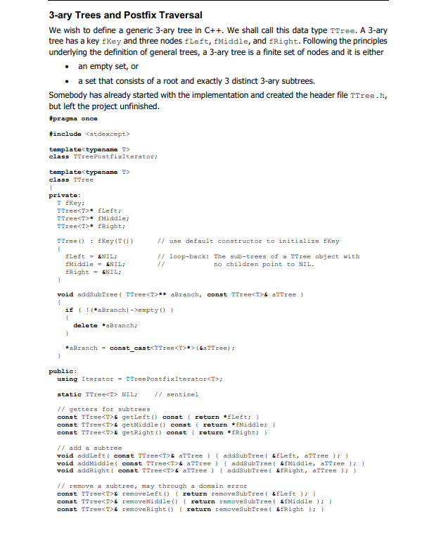 Solved 3 Ary Trees And Postfix Traversal We Wish To Define A