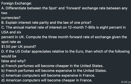 Solved Foreign Exchange: A. Differentiate between the Spot' | Chegg.com