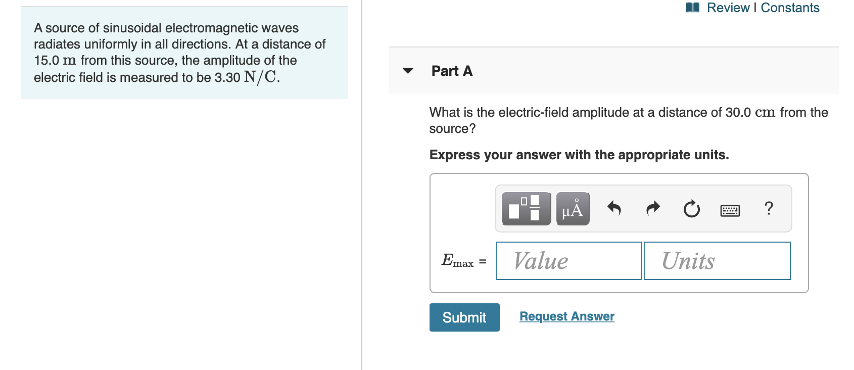 Solved Review | Constants A source of sinusoidal | Chegg.com