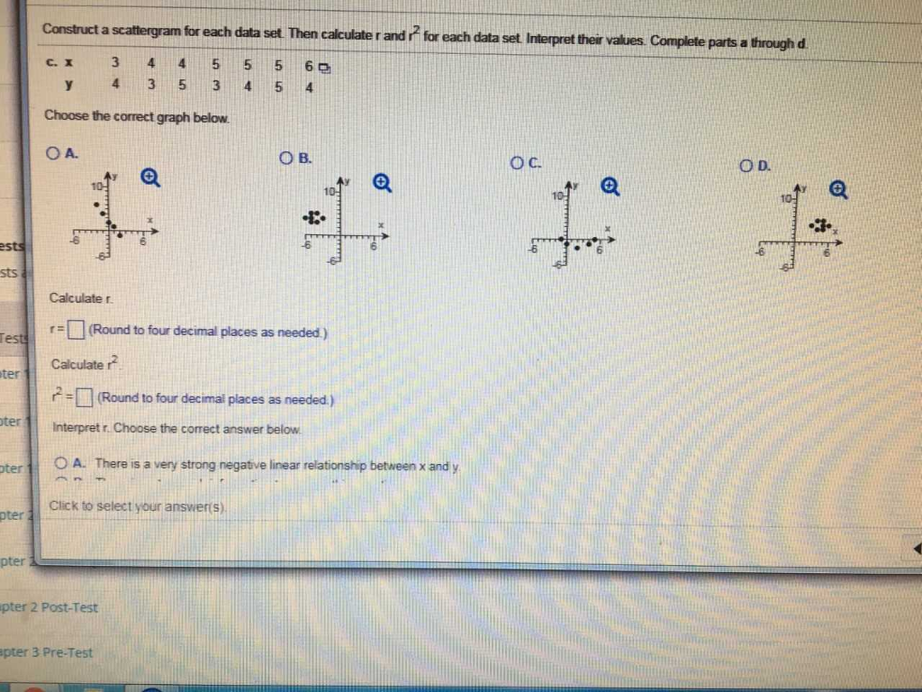 Solved Construct a scattergram for each data set Then | Chegg.com