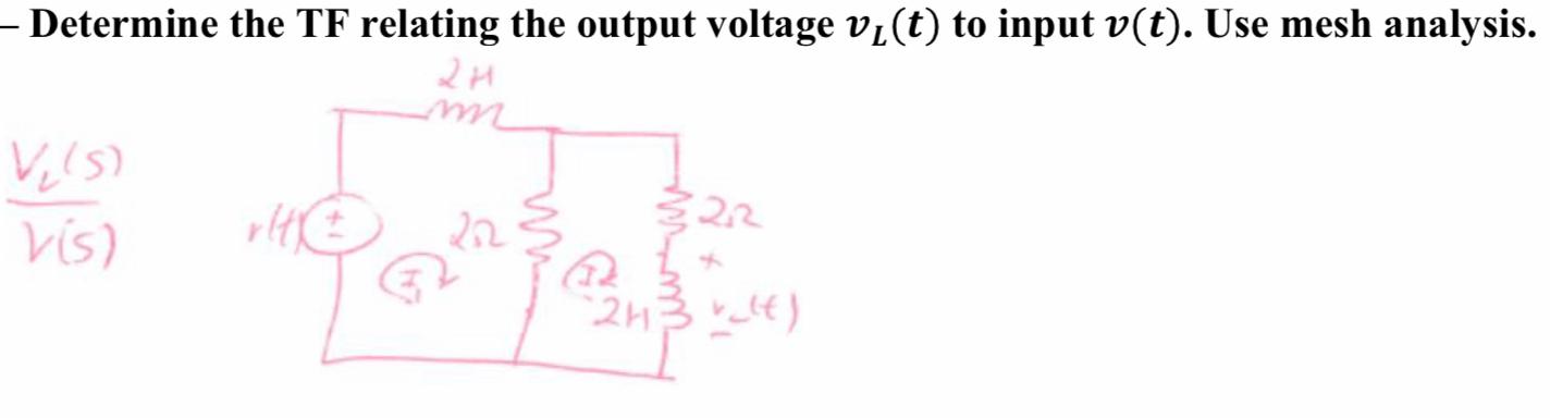 Solved - Determine the TF relating the output voltage vL(t) | Chegg.com