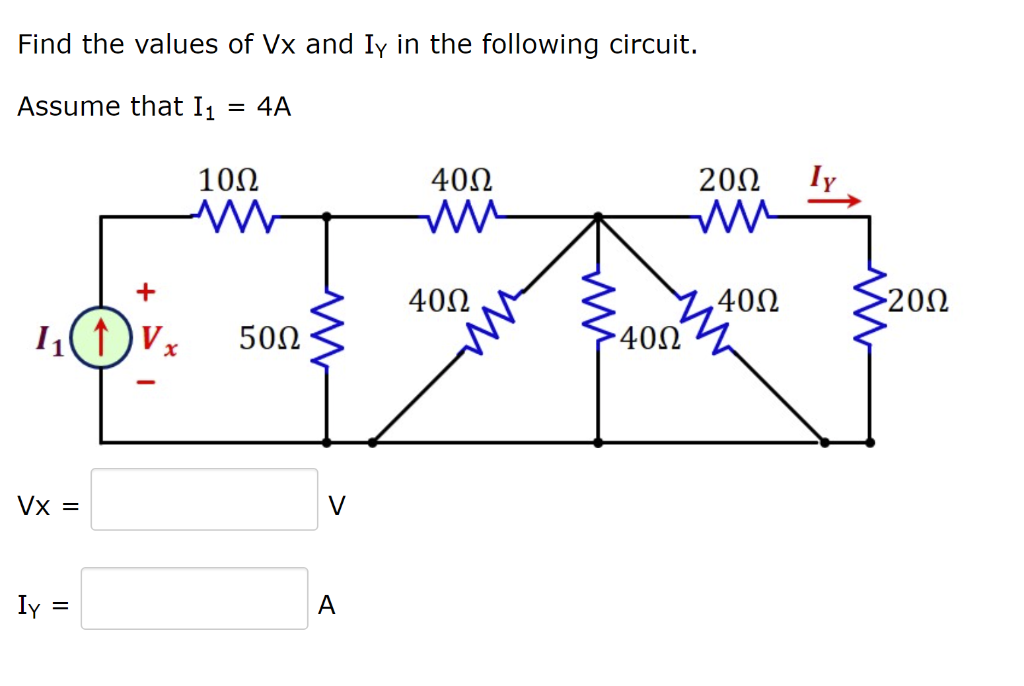 Solved Find the values of Vx and Iy in the following | Chegg.com