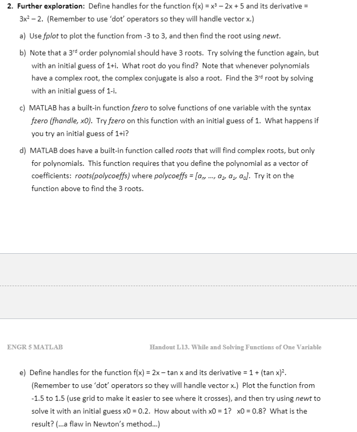 Solved 2. Further exploration: Define handles for the | Chegg.com