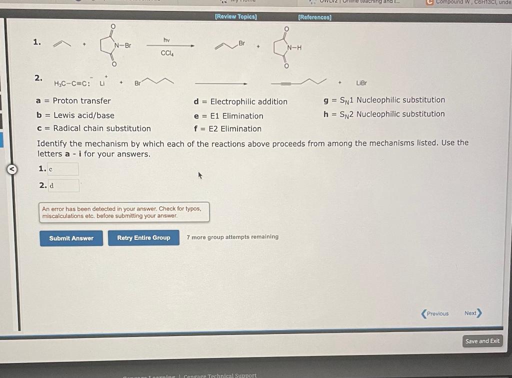 Solved Identify the mechanism by which each of the reactions | Chegg.com