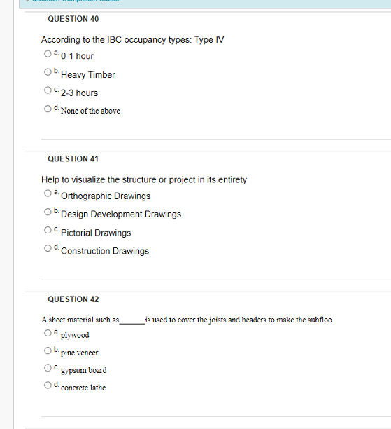 Solved QUESTION 40 According to the IBC occupancy types: | Chegg.com