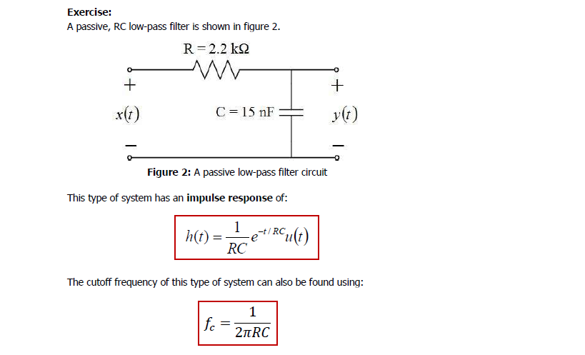 Solved: Exercise: A Passive, RC Low-pass Filter Is Shown I... | Chegg.com