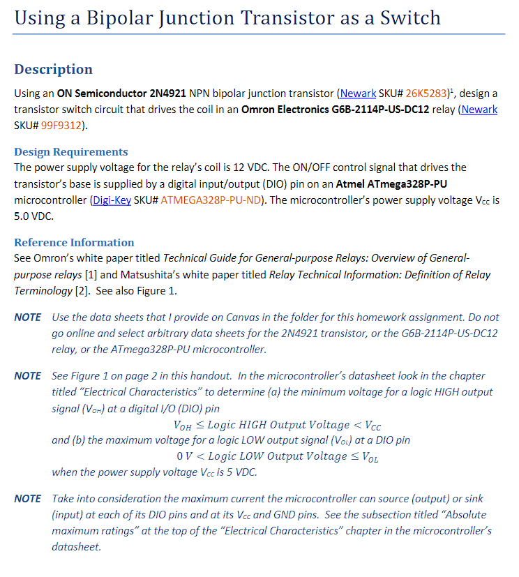 Using a Bipolar Junction Transistor as a Switch | Chegg.com