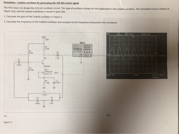 Solved Simulation-Colpitts oscillator for generating the 125 | Chegg.com